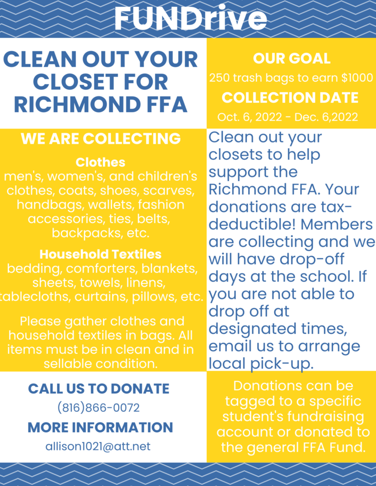 FFA Fund Drive October 6-December 6 | Richmond High School
